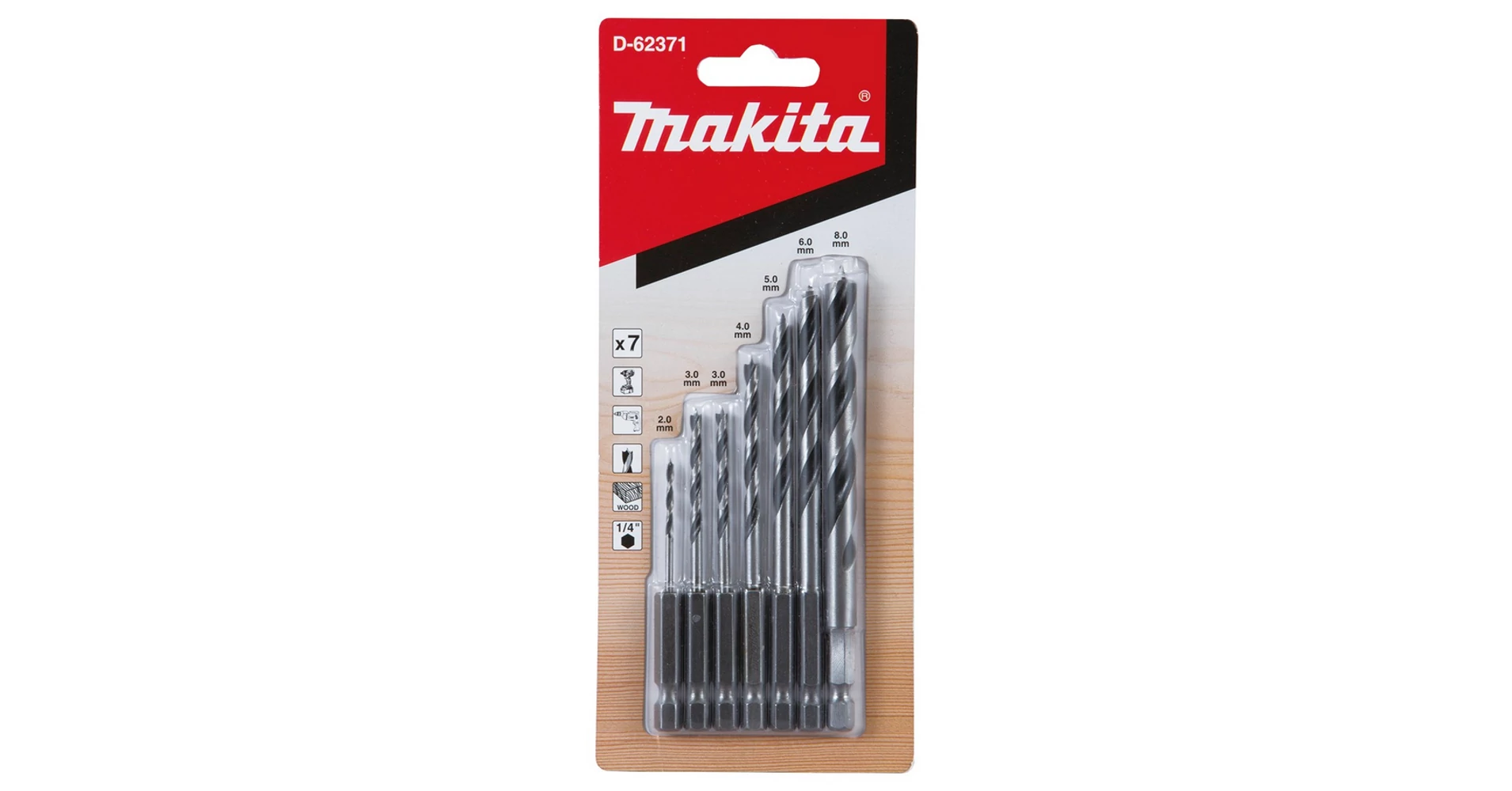 Makita D-62371 Hatszög befogású fafúró készlet 2,3,3,4,5,6,8mm - 1/4-es ...